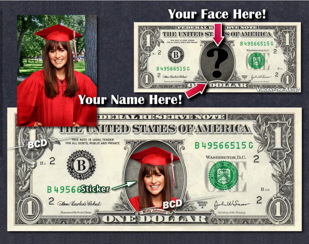 Your FACE & NAME on REAL Dollar Bill Color Money Art Gift - Etsy Australia
