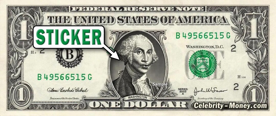 George Washington Duck Lips on a REAL Dollar Bill Cash Money ...