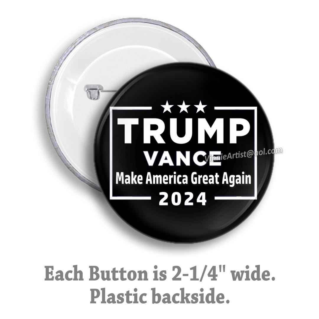Donald Trump & JD Vance 2024 MAGA Button, Political Button, Trump for ...