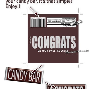 PRINTABLE Graduation Congrats Congratulations Gift Thank You Candy Bar ...