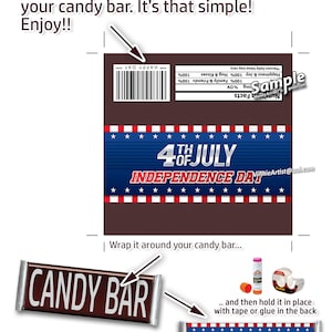 PRINTABLE Fourth 4th of July Candy Bar Wrappers Chocolate Instant ...