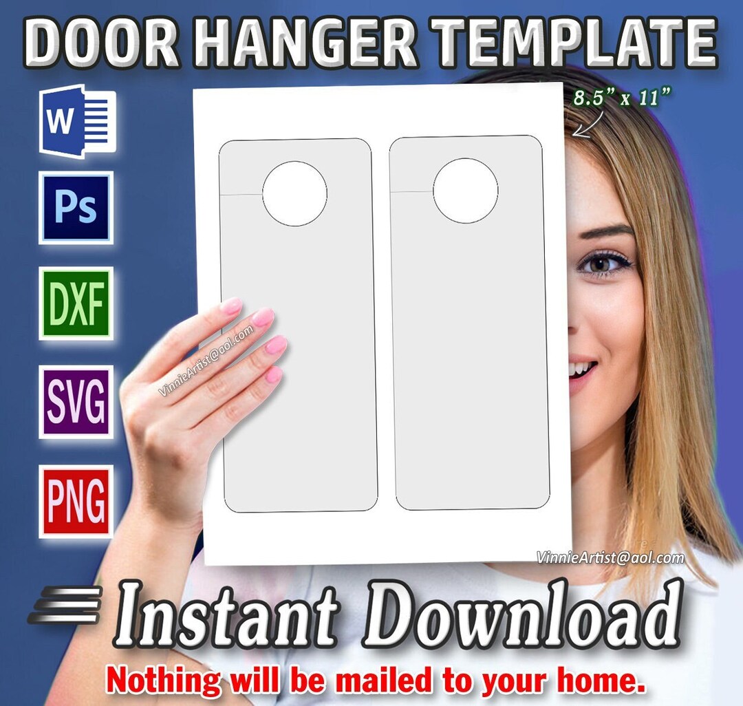 Printable Door Hanger Template, Door Hanger Svg, Canva, Ms Word, PSD ...