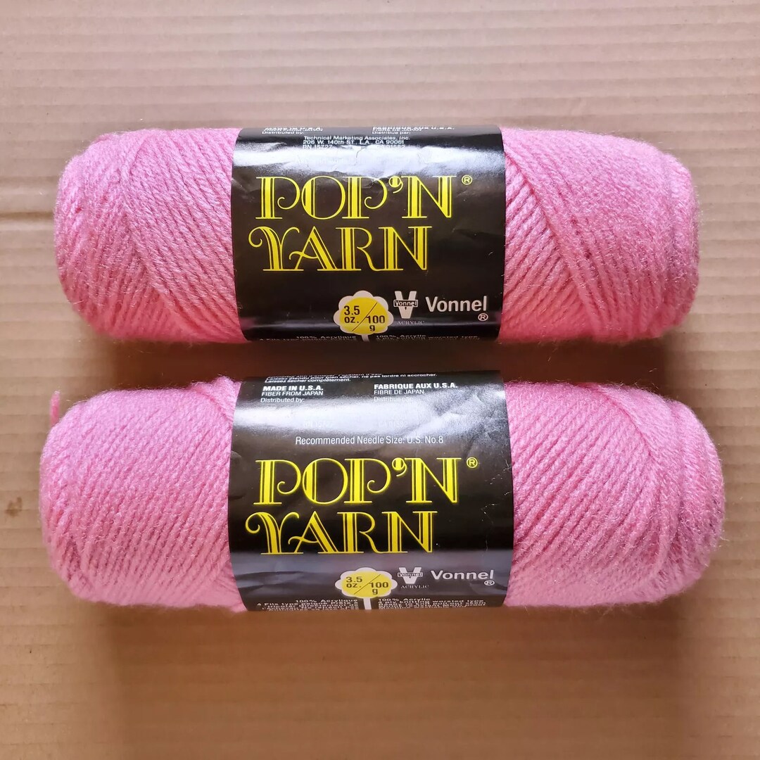 2x Vintage Pop'n Yarn 3.5 Oz Each Pink ROSE 133 100% Acrylic Yarn ...