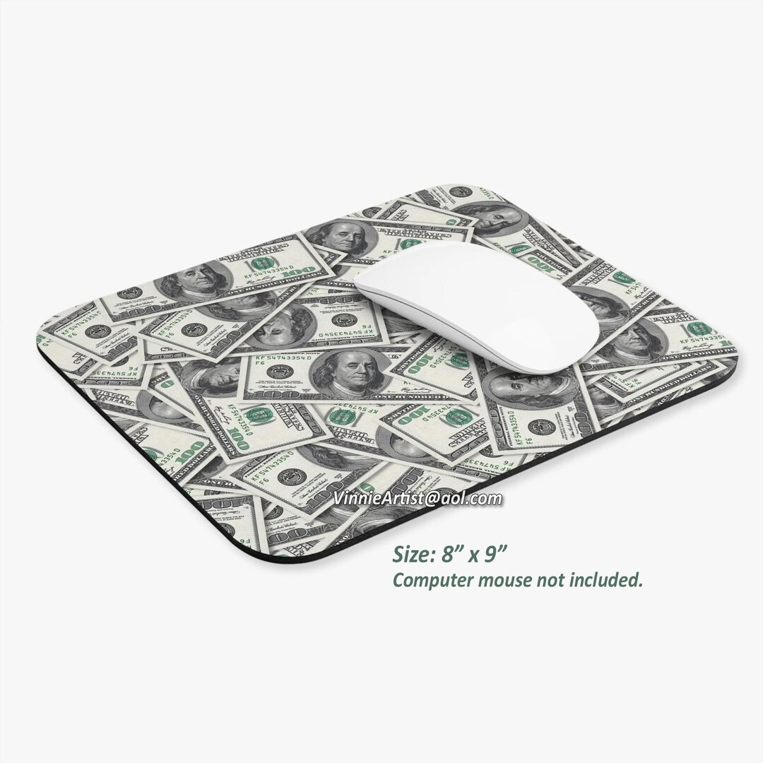 Rectangle MOUSE PAD 8"x9" High-density Foam Money Pattern Hundred ...