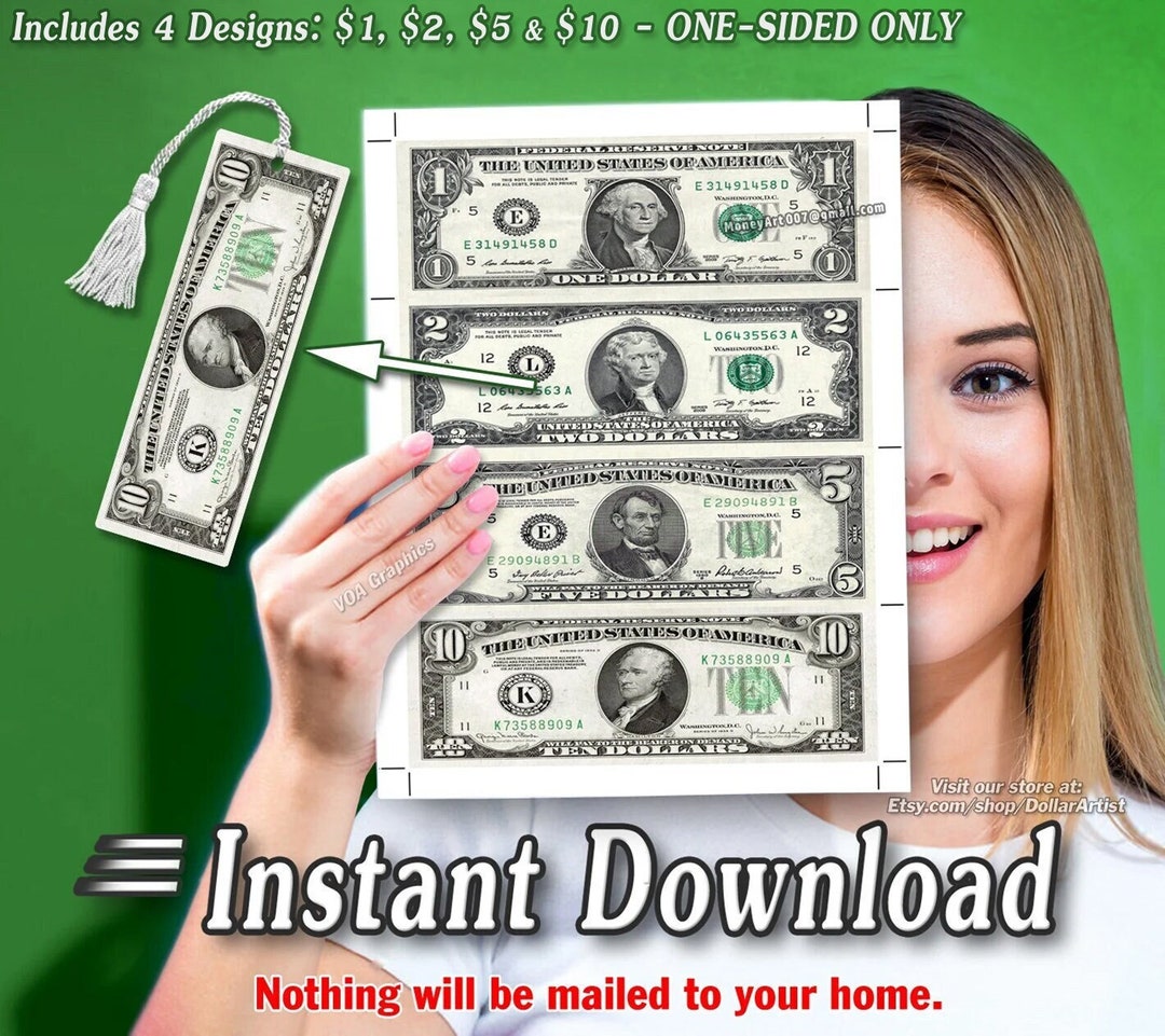 Printable BOOKMARKERS With Money Background Images With Cut Marks 1 2 5 ...