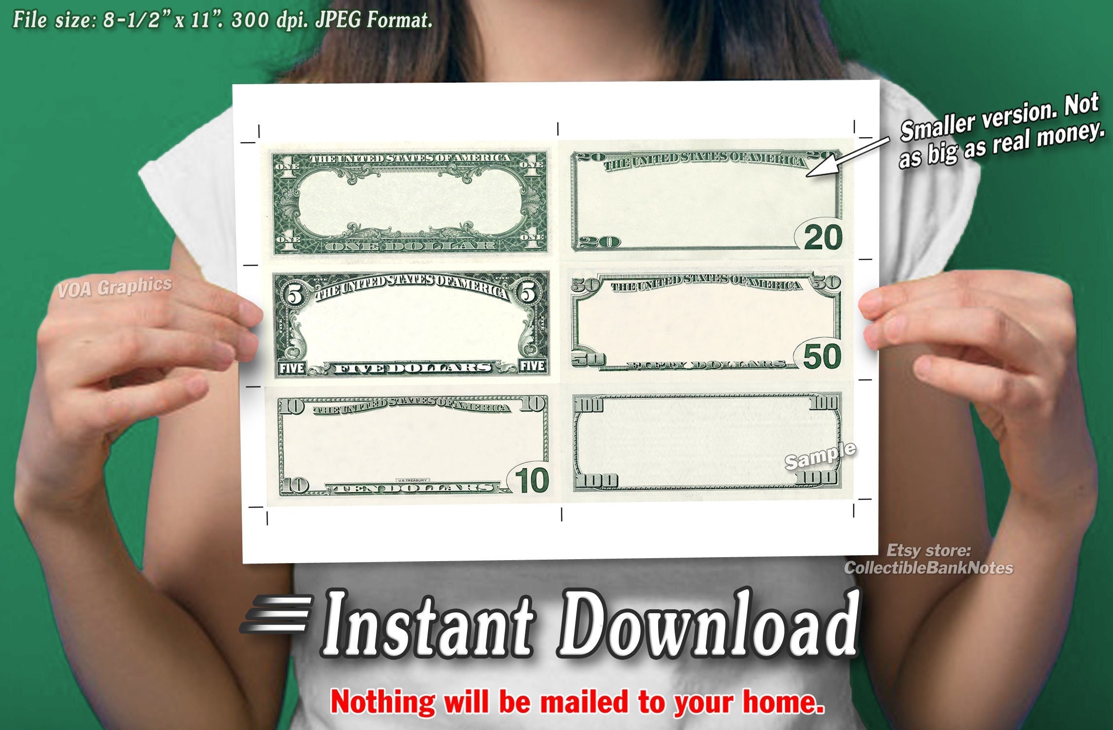 Blank 50 Dollar Bill Template