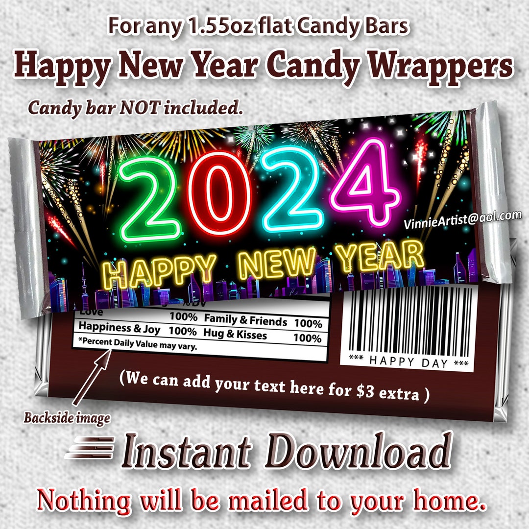PRINTABLE Happy New Year 2024 Candy Bar Wrappers Chocolate Gift Instant ...