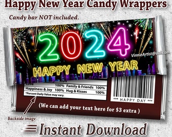 Instant Download Printable HAPPY NEW Year Chocolate Candy Bar Wrappers ...
