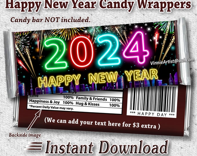 Instant Download Printable HAPPY NEW Year Chocolate Candy Bar Wrappers ...