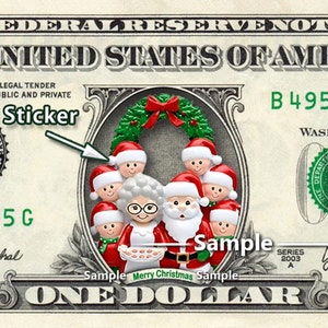 Santa Claus on a REAL Dollar Bill Mrs Elves Elf Christmas Cash Money ...