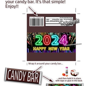 PRINTABLE Happy New Year 2024 Candy Bar Wrappers Chocolate Gift Instant ...