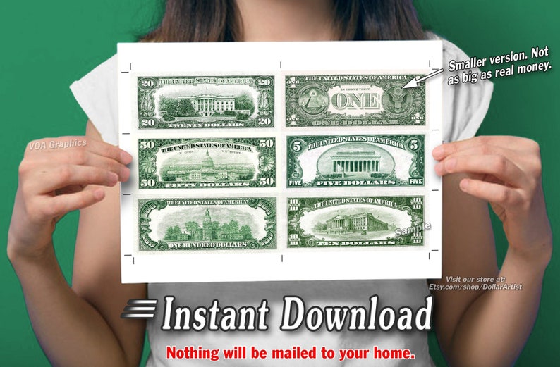 Printable SMALL Money Sheets With Cut Marks 6-per-page Cash - Etsy