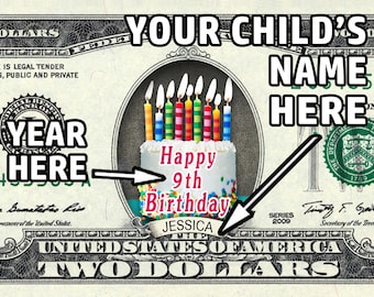 Birthday Dollar Note - Etsy