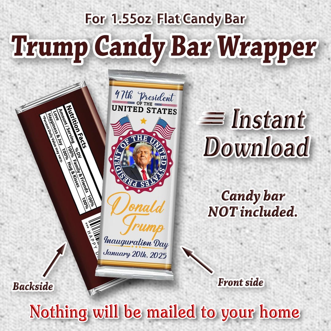 Inauguration Day Candy Bar Wrappers Donald Trump Vance Chocolate ...