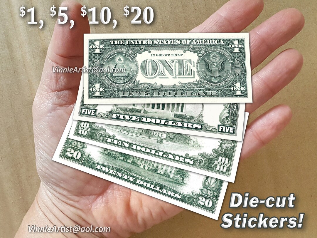 4x Miniature STICKERS Money Dollar Bills Tiny Mini Small Cash - Decal ...