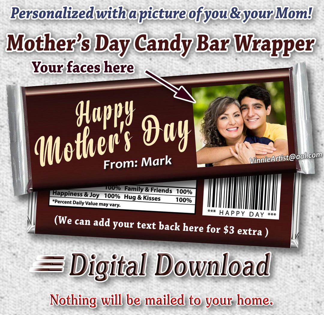 PRINTABLE Custom Mother's Day Candy Bar Wrappers With Your Name ...