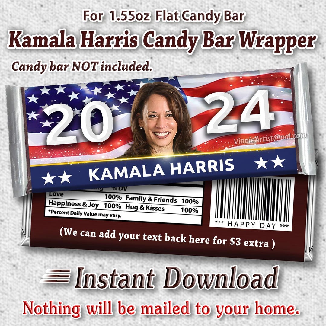 PRINTABLE Kamala Harris 2024 Candy Bar Wrappers Chocolate Instant ...
