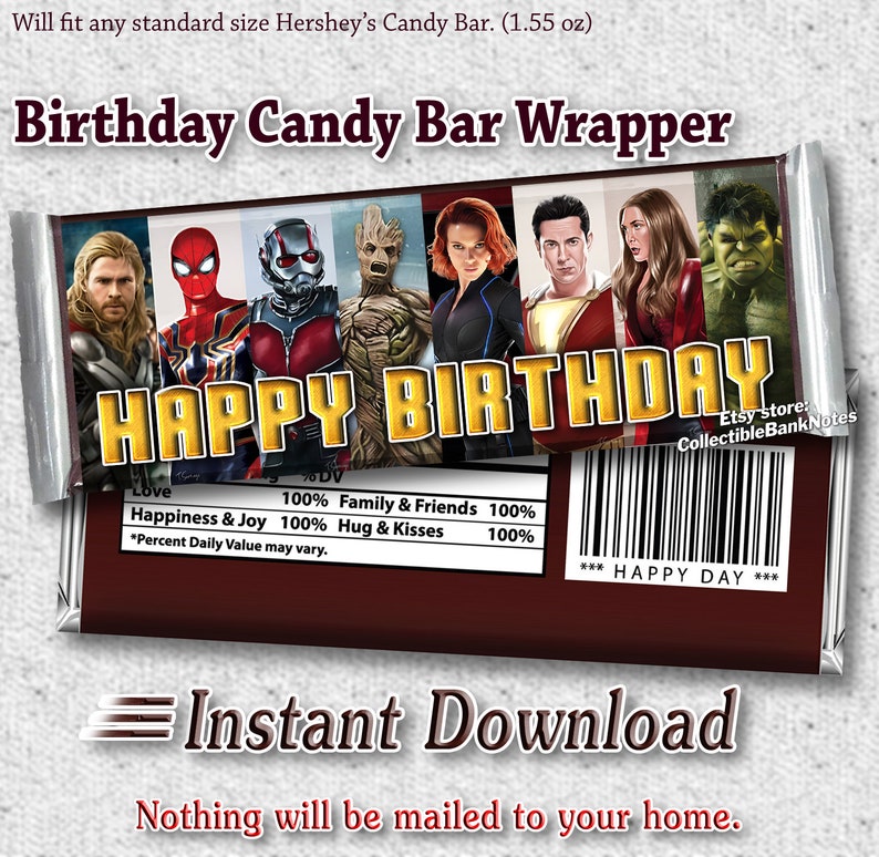 Happy Birthday Hershey Bar _ Free Printable Candy Bar Wrappers – GQVUL