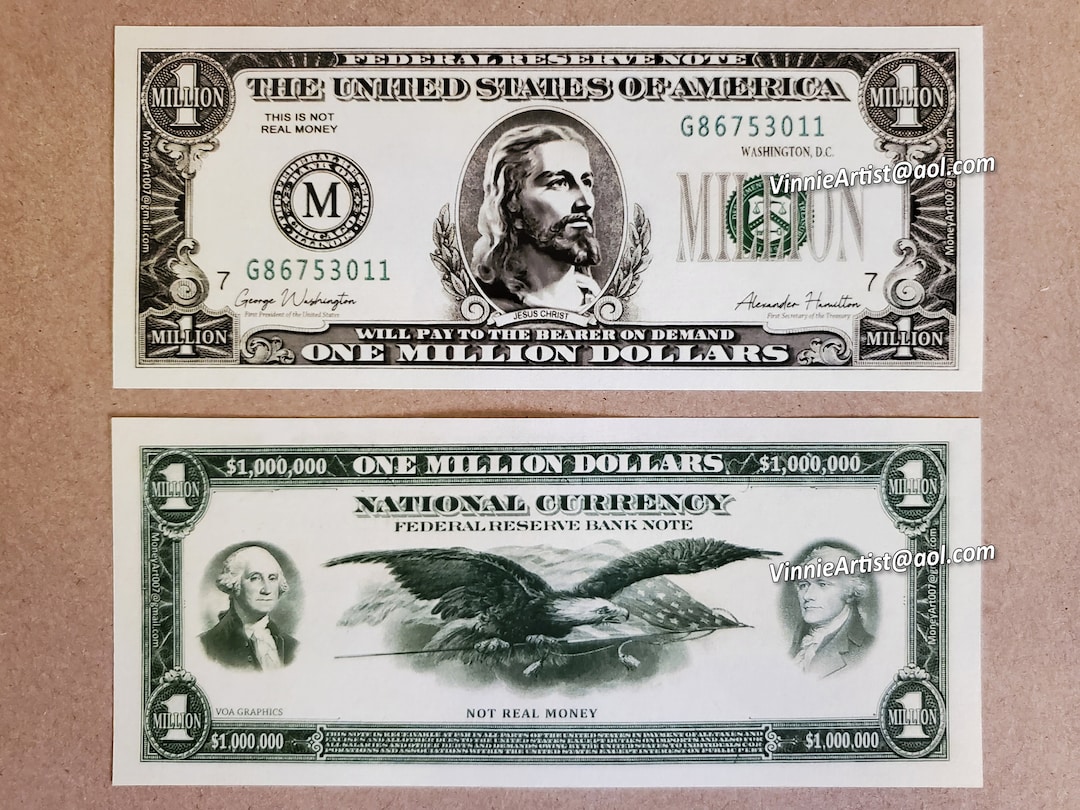 JESUS CHRIST on a Million Dollar Bill Novelty Cash 1M Fake Money ...