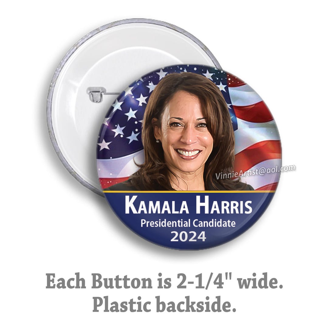 Kamala Harris BUTTON 2024 Presidential Candidate Pin Pinback Buttons ...