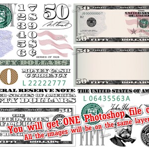 Fifty Dollar Bill Design Images Photoshop Transparent File PNG Graphics ...