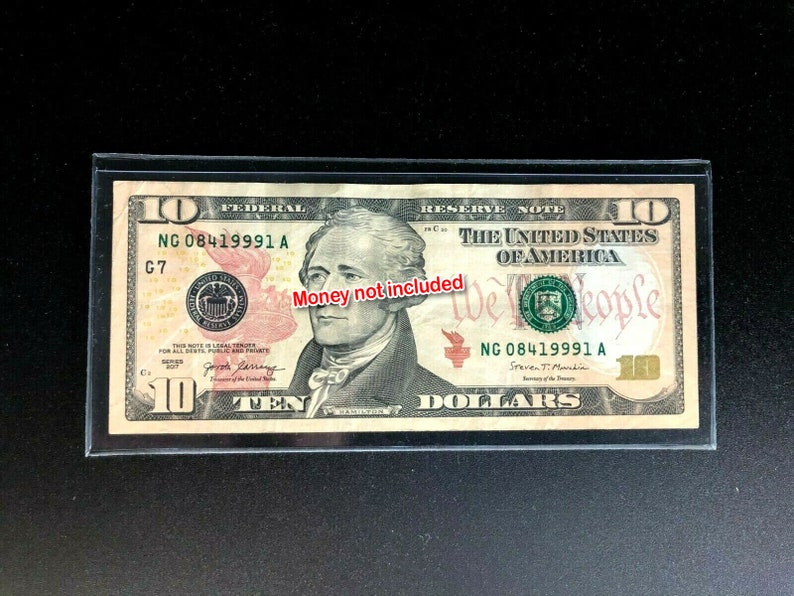 1x Semi-rigid Vinyl Money Protector Sleeve Us Dollar Bill Currency ...