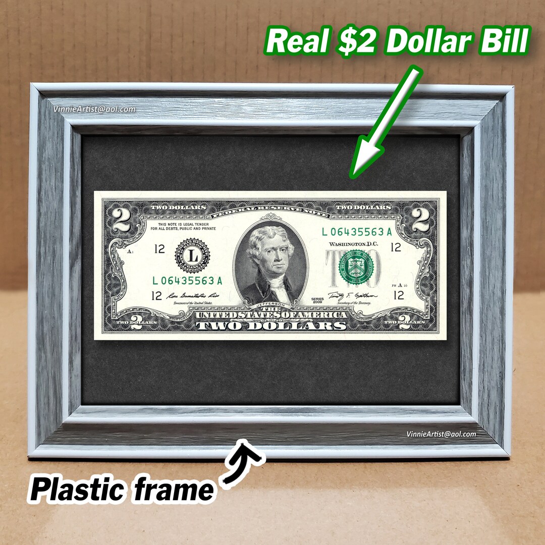 Framed Real Two Dollar Bill Business Success Motivational Inspiration ...