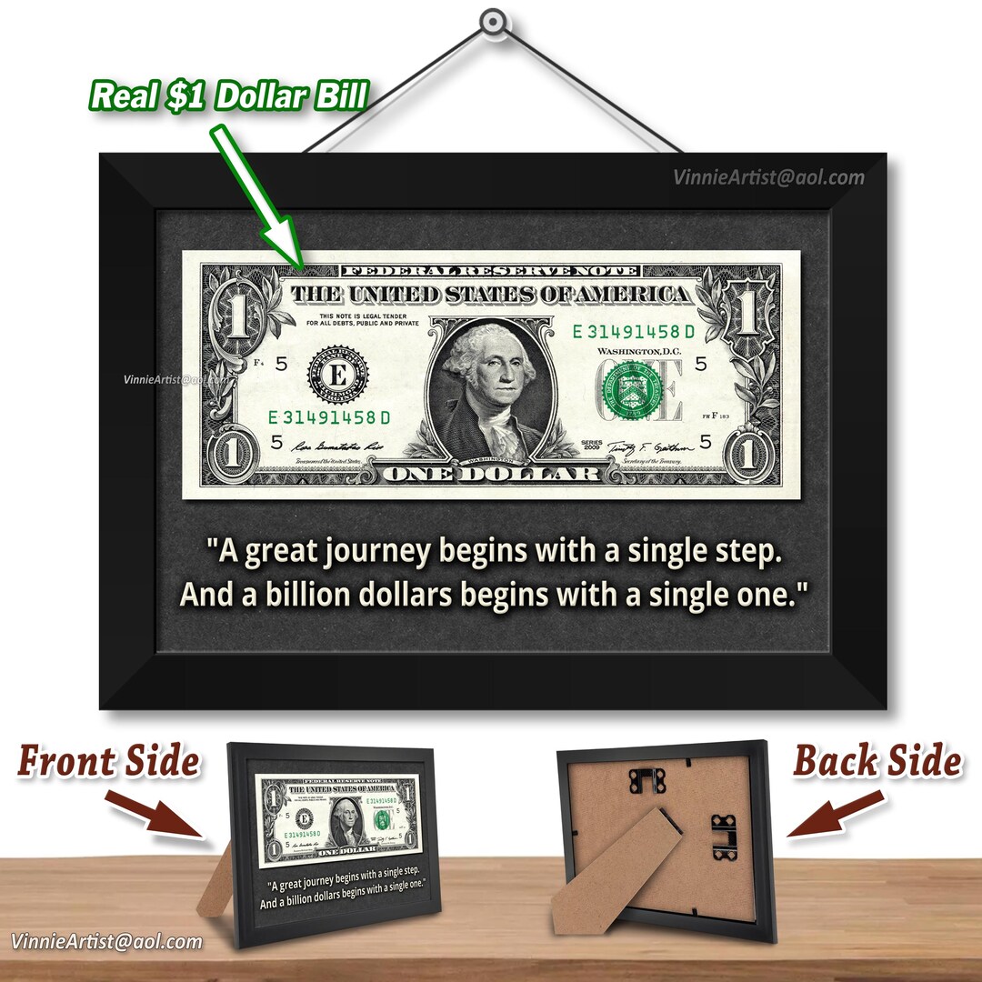 REAL Dollar Bill Motivational Frames Office Decoration Framed Sign ...