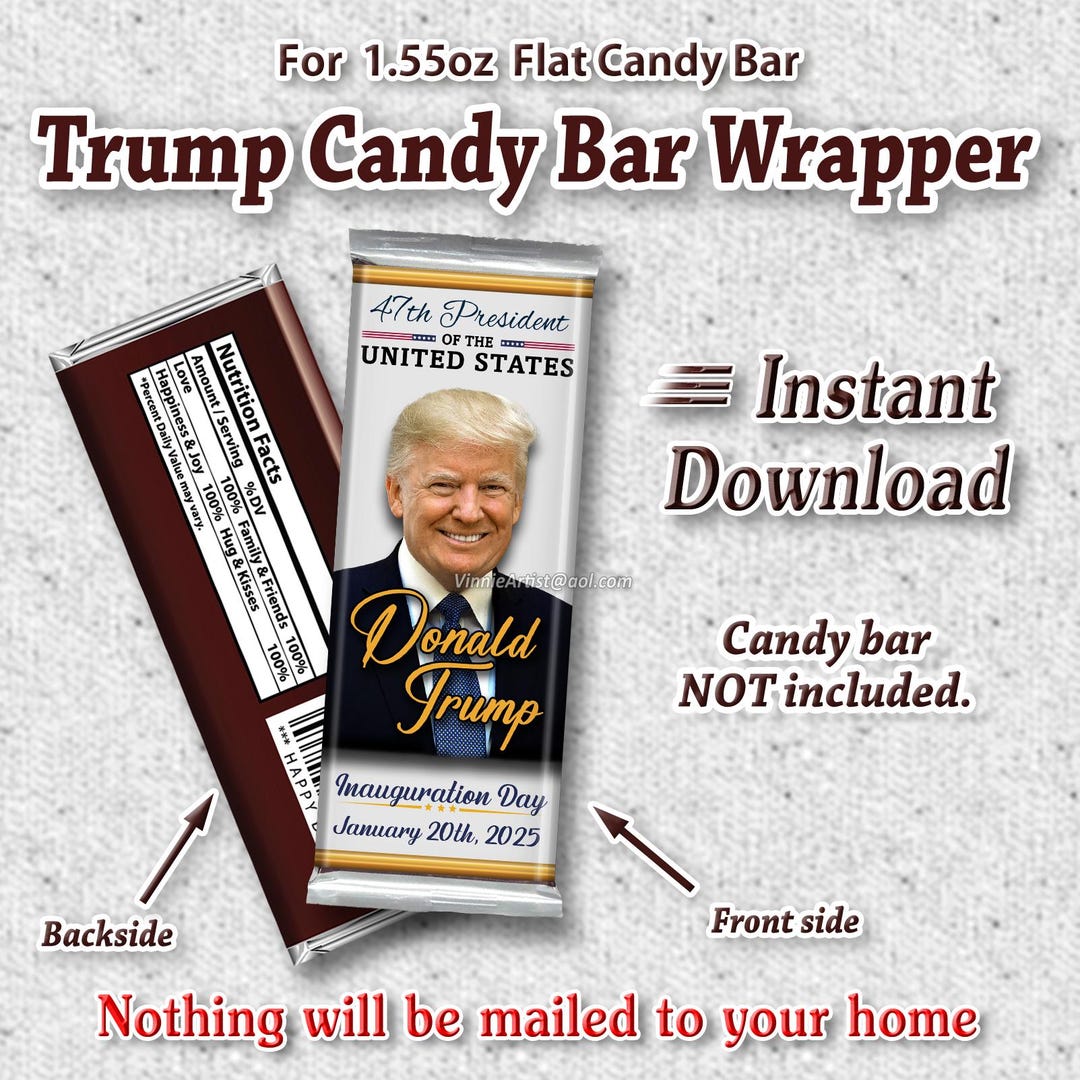 Inauguration Day Candy Bar Wrappers Donald Trump JD Vance Chocolate ...