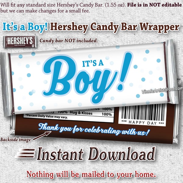 Hershey Gender Reveal Wrapper for Baby - Etsy