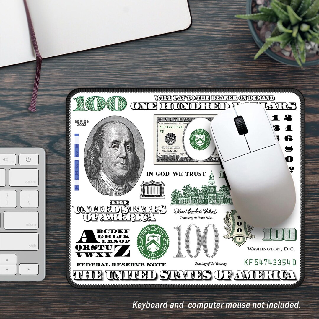 Gaming Mouse Pad 7" X 9" Stitched Edges Money Background Pattern Design ...