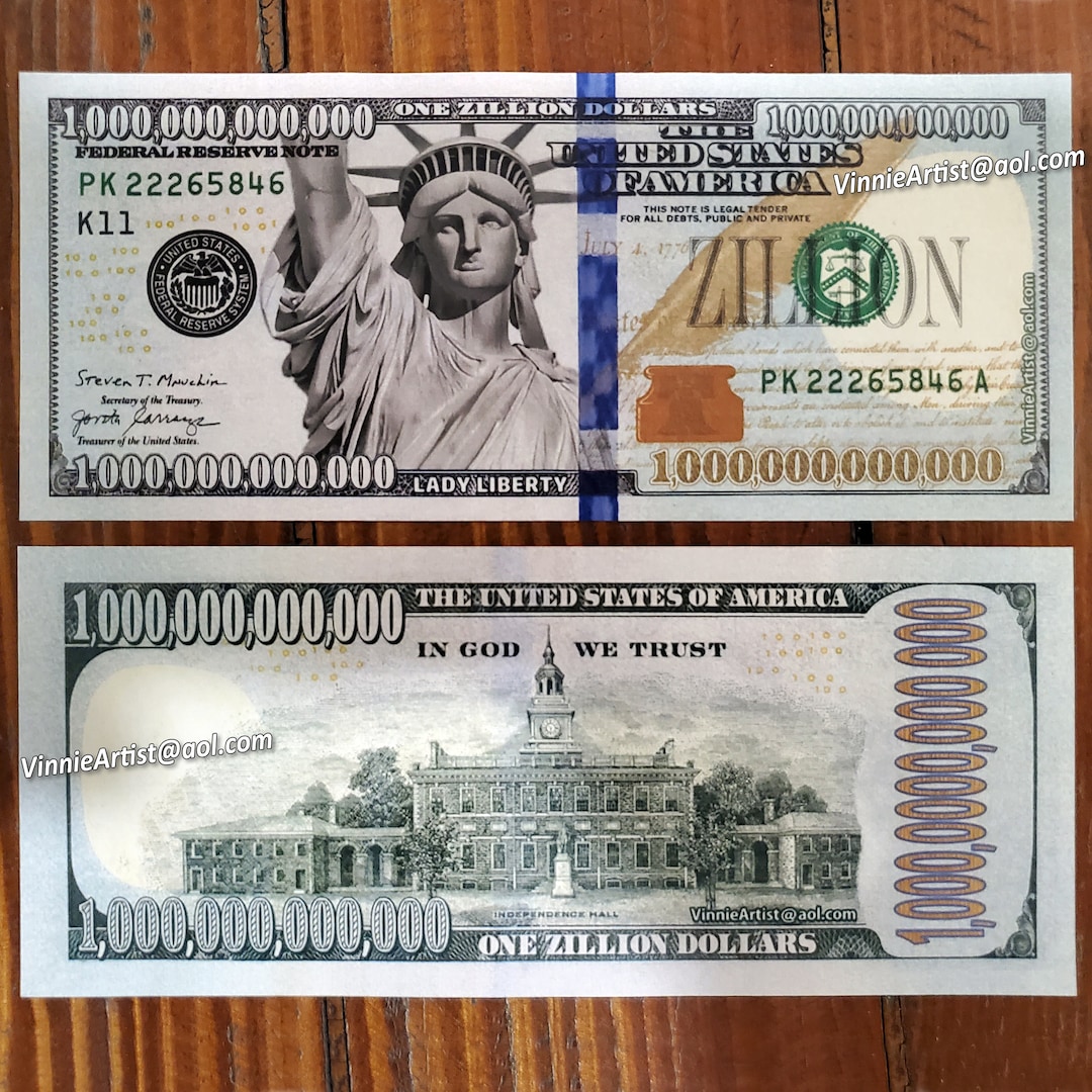 ZILLION Dollar Bill Become a Zillionaire Now LOL! FAKE Money Cash Vision Board - Etsy