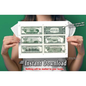 Printable SMALL Money Sheets With Cut Marks 6-per-page Cash Dollar ...