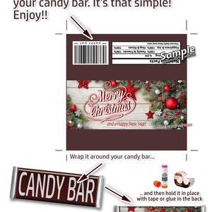 PRINTABLE Merry Christmas Candy Bar Wrappers Chocolate Gift Instant ...