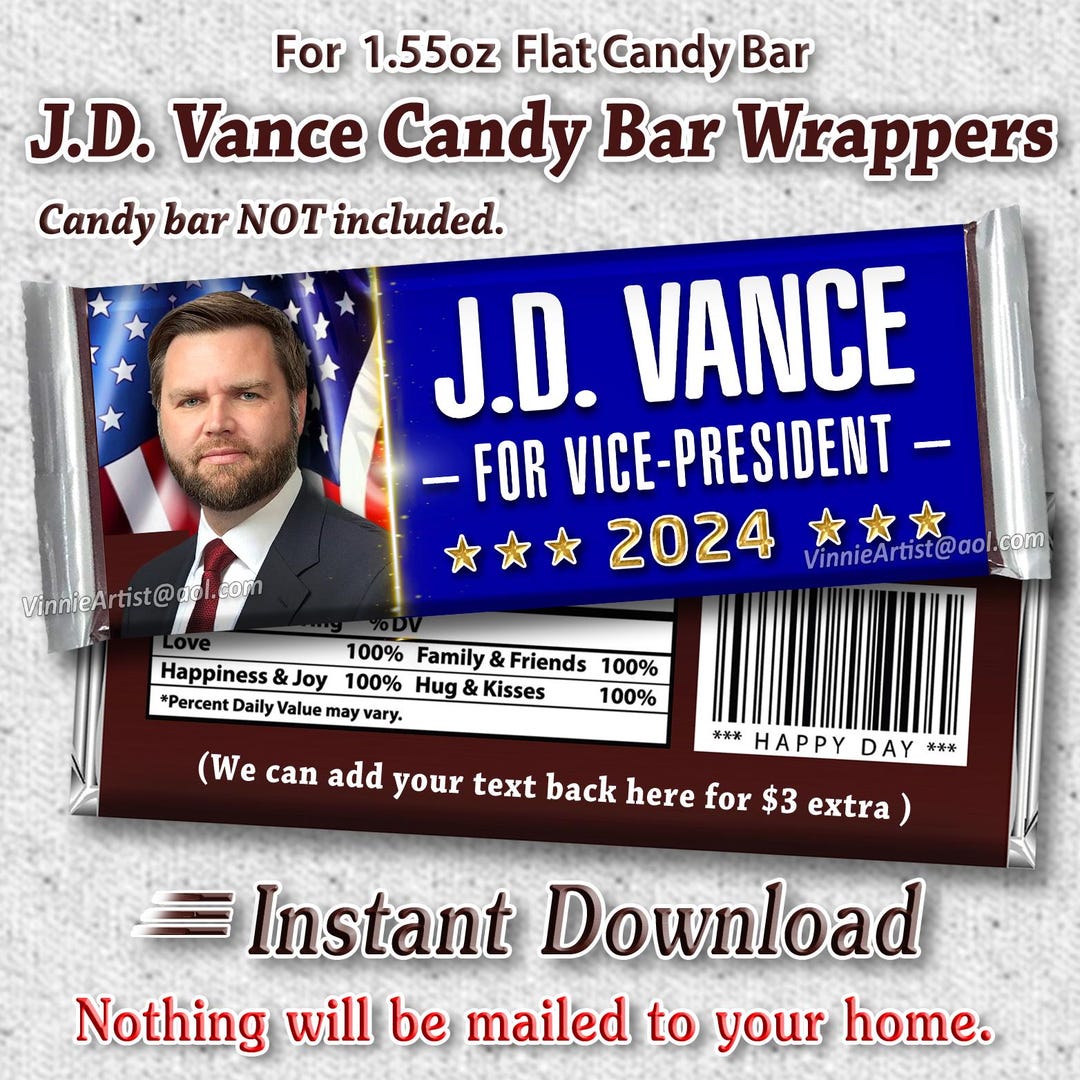 PRINTABLE JD Vance 2024 Candy Bar Wrappers Chocolate Instant Download ...
