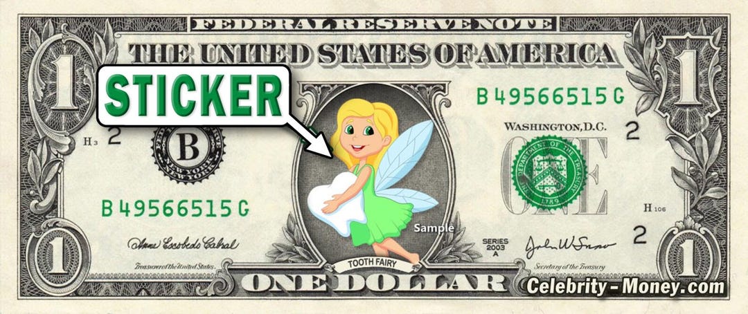 Tooth Fairy Dollar Bill - REAL Money Cash Money Collectible Memorabilia ...