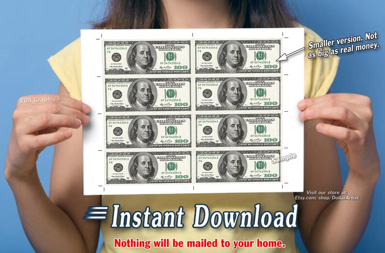 Printable SMALL Money Sheets With Cut Marks 8-per-page Cash - Etsy