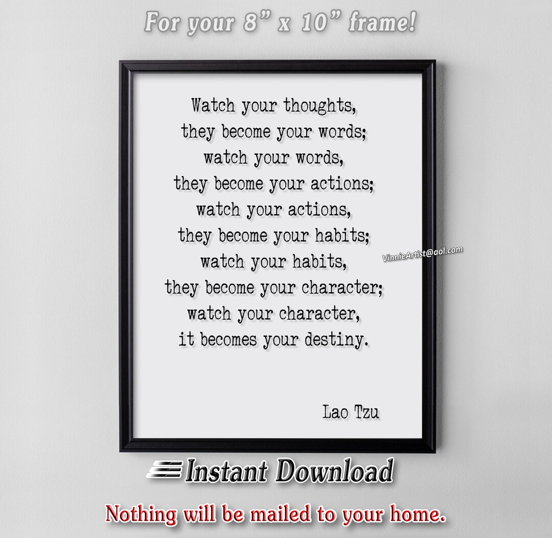 PRINTABLE SIGN Watch Your Thoughts They Become Your Words Actions ...