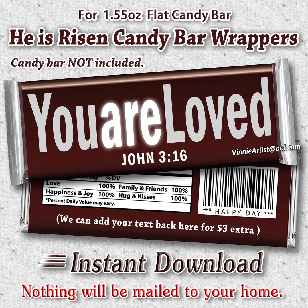 PRINTABLE YOU Are LOVED Candy Bar Wrappers Chocolate Jesus Christ ...