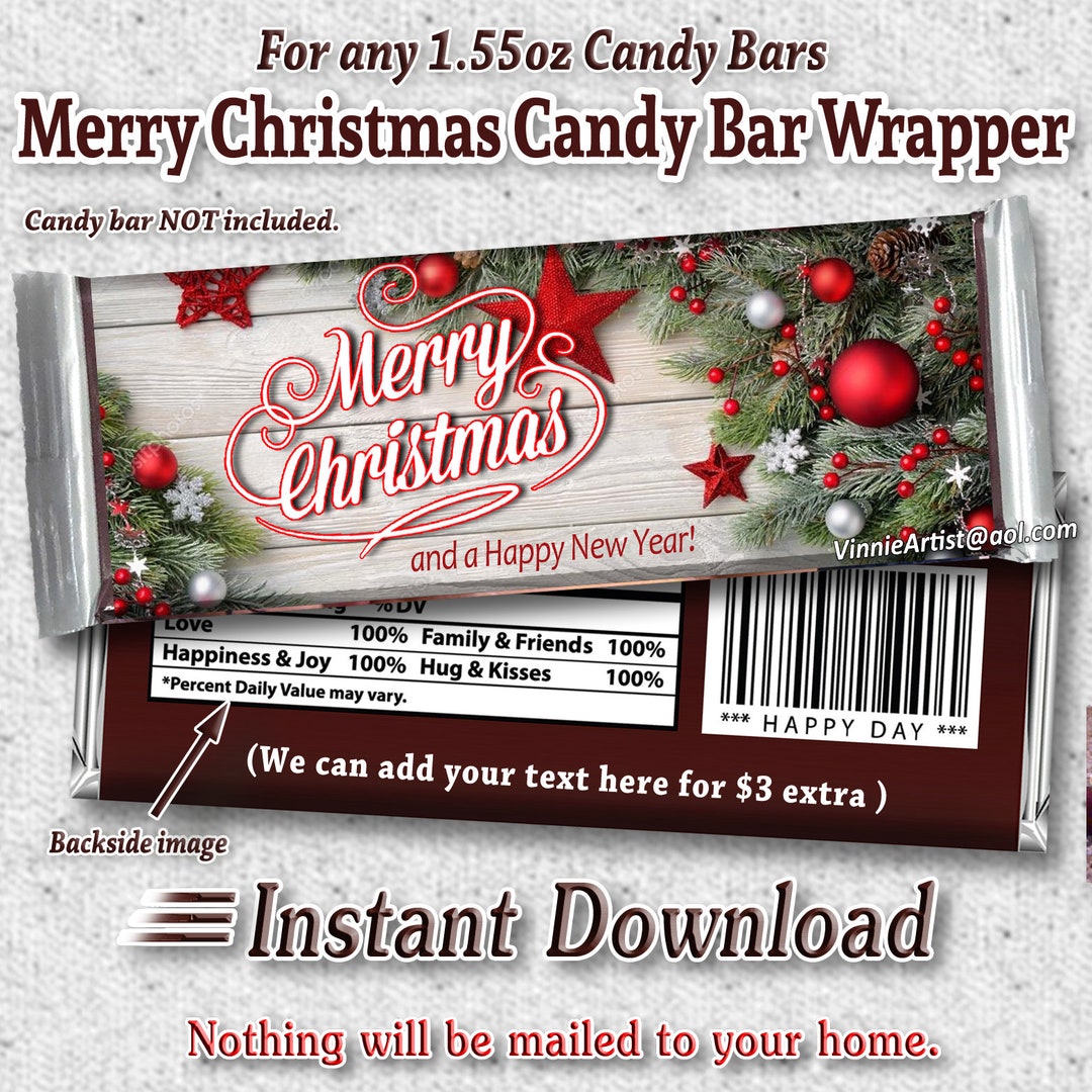 PRINTABLE Merry Christmas Candy Bar Wrappers Chocolate Gift Instant ...