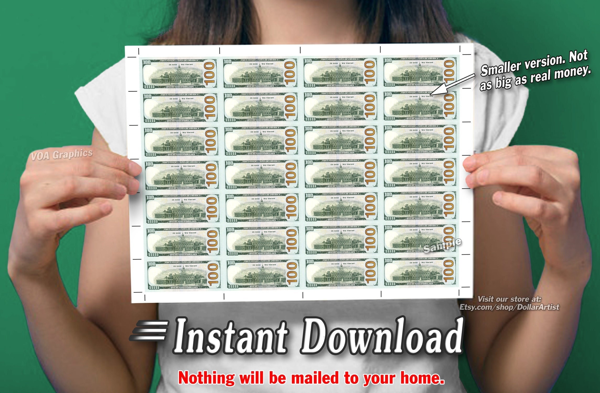 Printable TINY Money Sheets With Cut Marks 28-per-page Dollar Cash ...