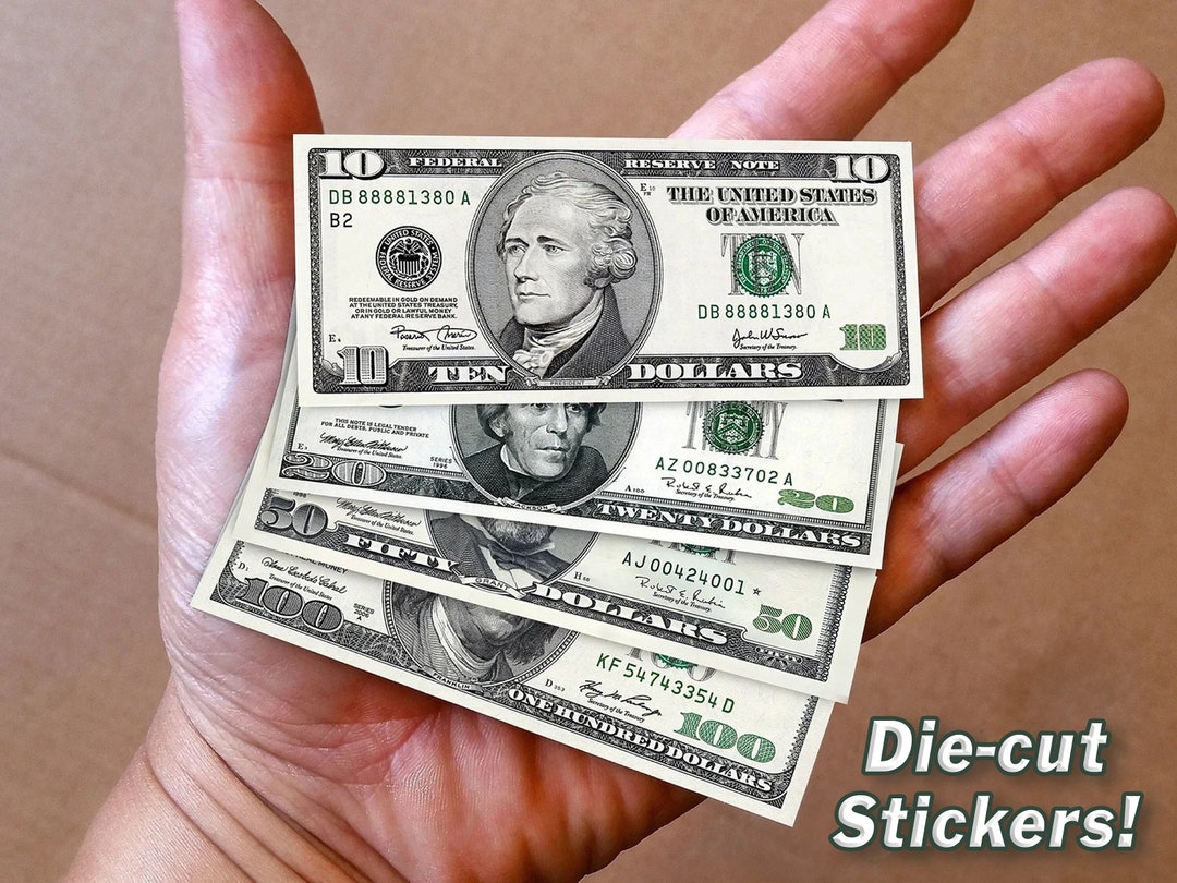 4x Miniature STICKERS Money Dollar Bills Tiny Mini Small Cash - Decal ...