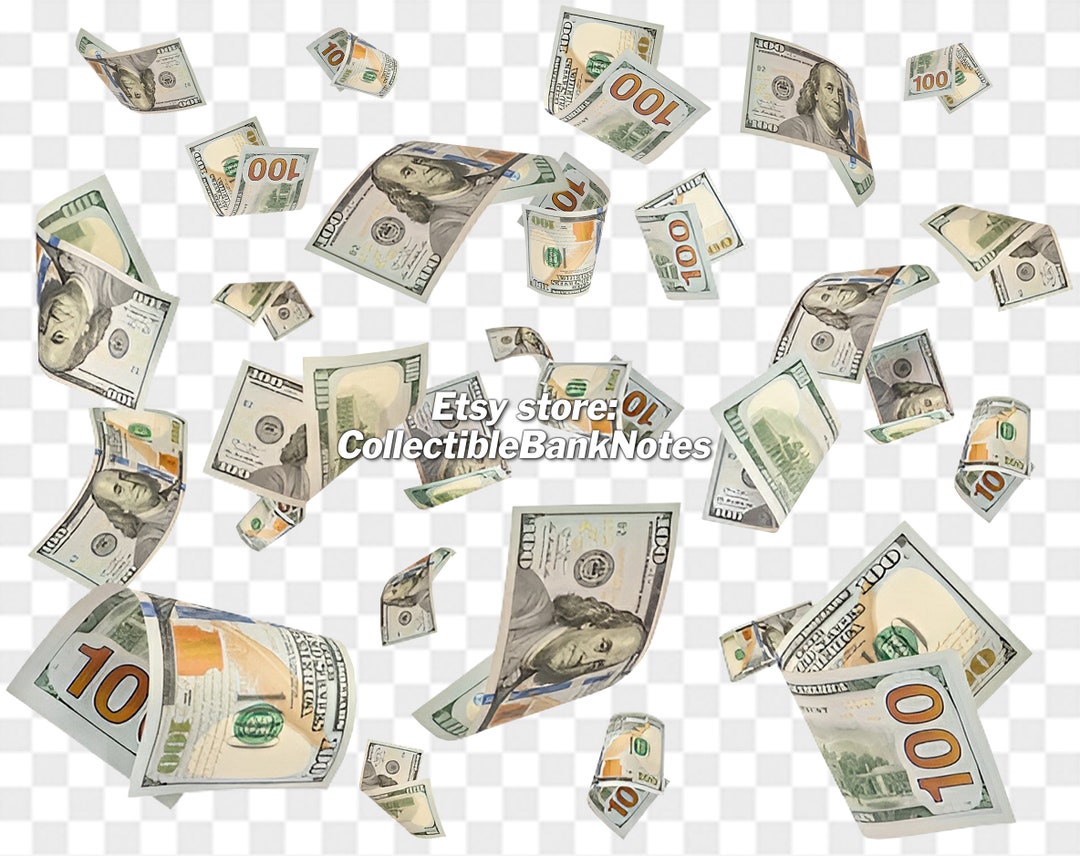 PICTURE for SALE Falling Hundred Dollar Bills 100 Floating PNG Graphic Transparent Digital ...