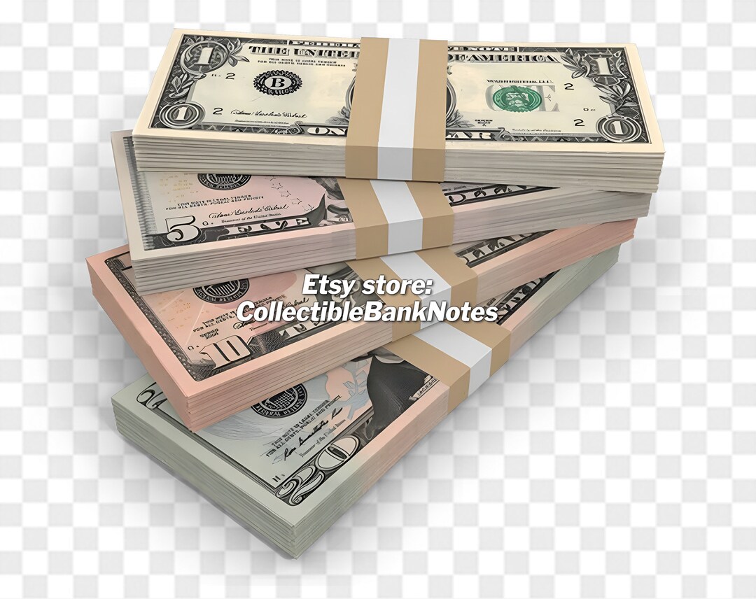 PICTURE for SALE: Money Stacks of 1 5 10 20 Dollar Bills PNG - Etsy