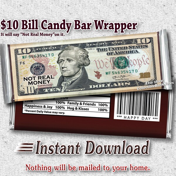Chocolate Money Candy Bar - Etsy