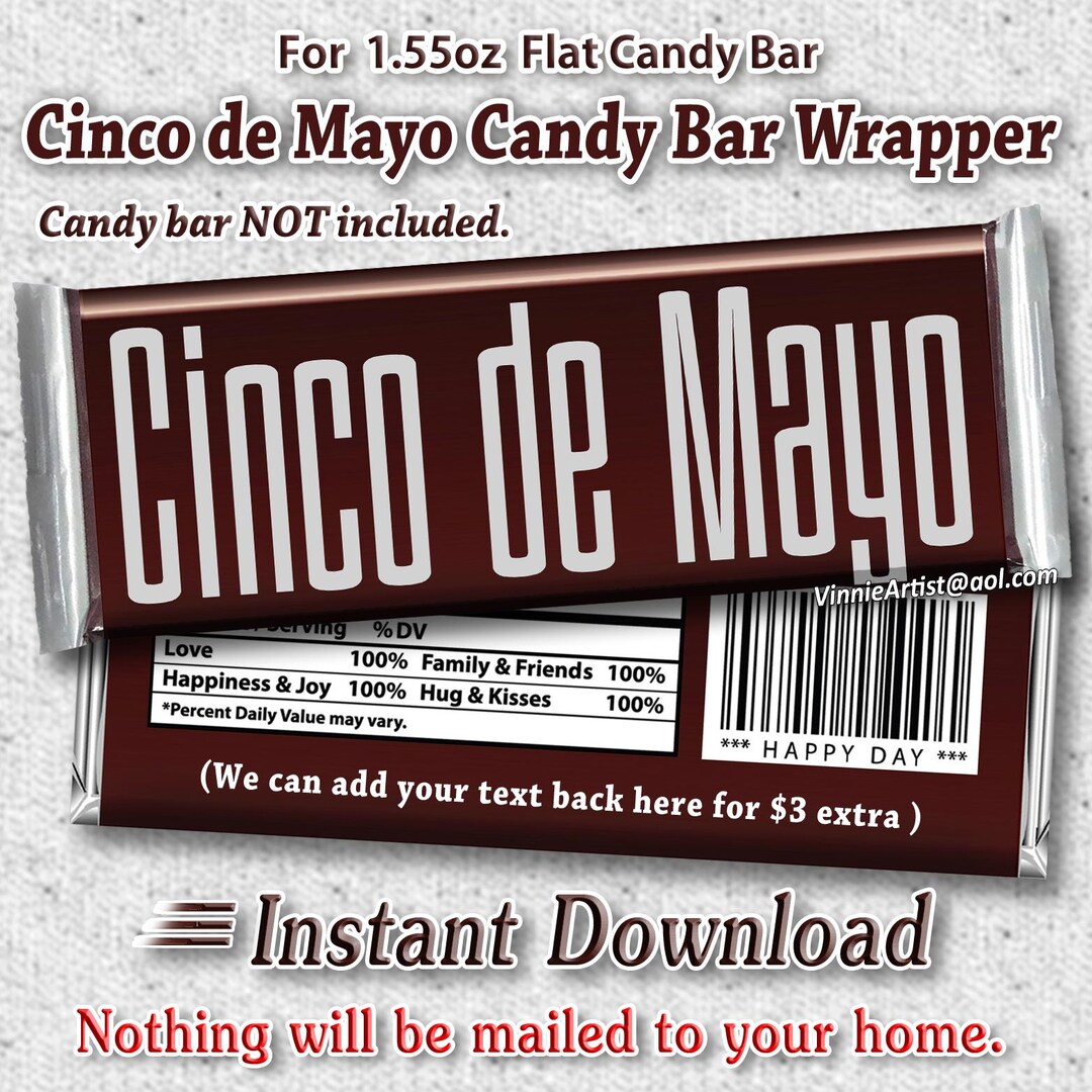 PRINTABLE Cinco De Mayo Candy Bar Wrappers Chocolate Instant Download ...