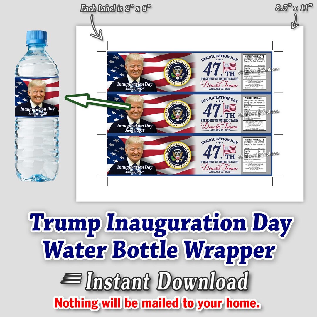 PRINTABLE Water Bottle Inauguration Day Wrappers Instant Digital ...