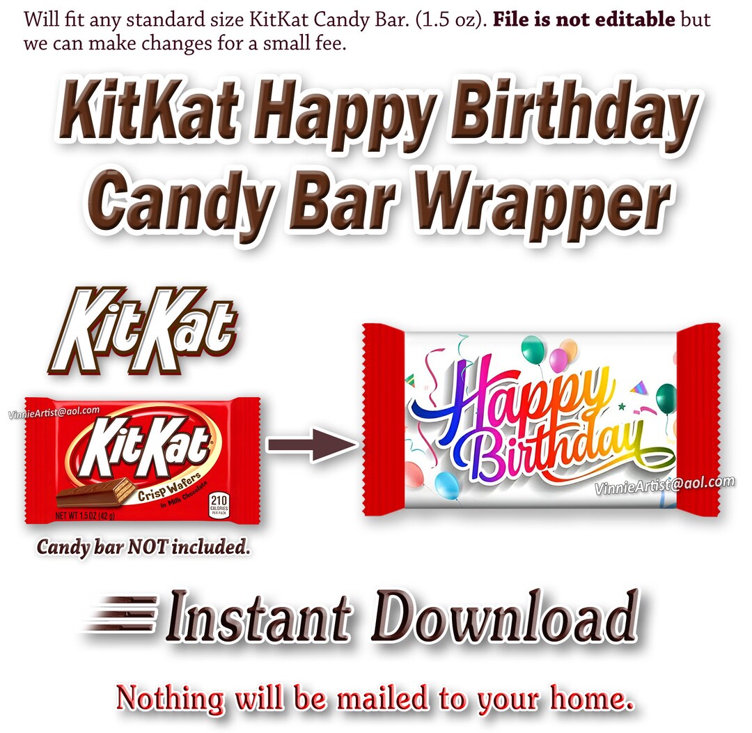 PRINTABLE Happy Birthday Candy Bar Wrappers Chocolate Instant - Etsy