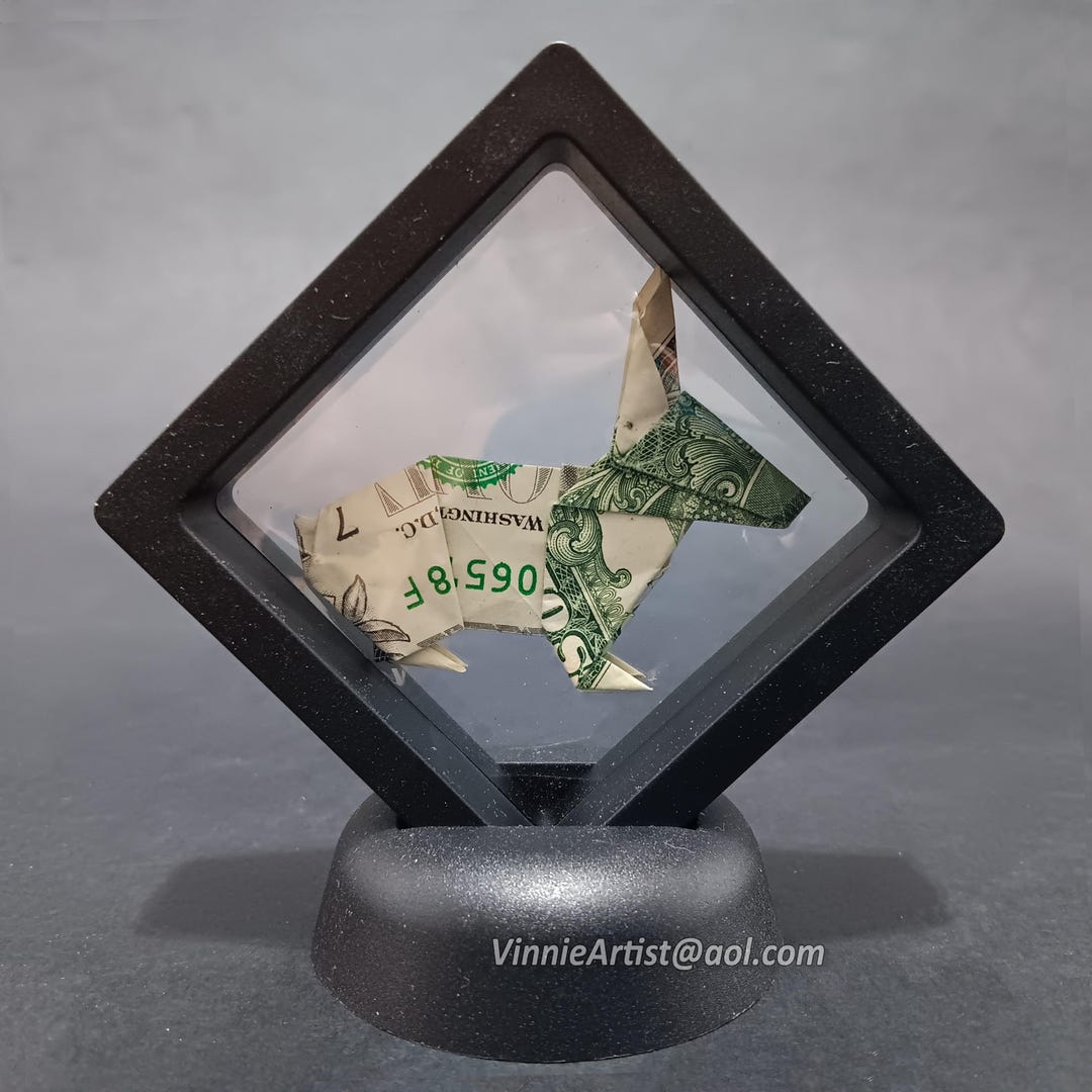 Money Origami Rabbit Inside Cube Frame Dollar Origami One-of-a-kind ...