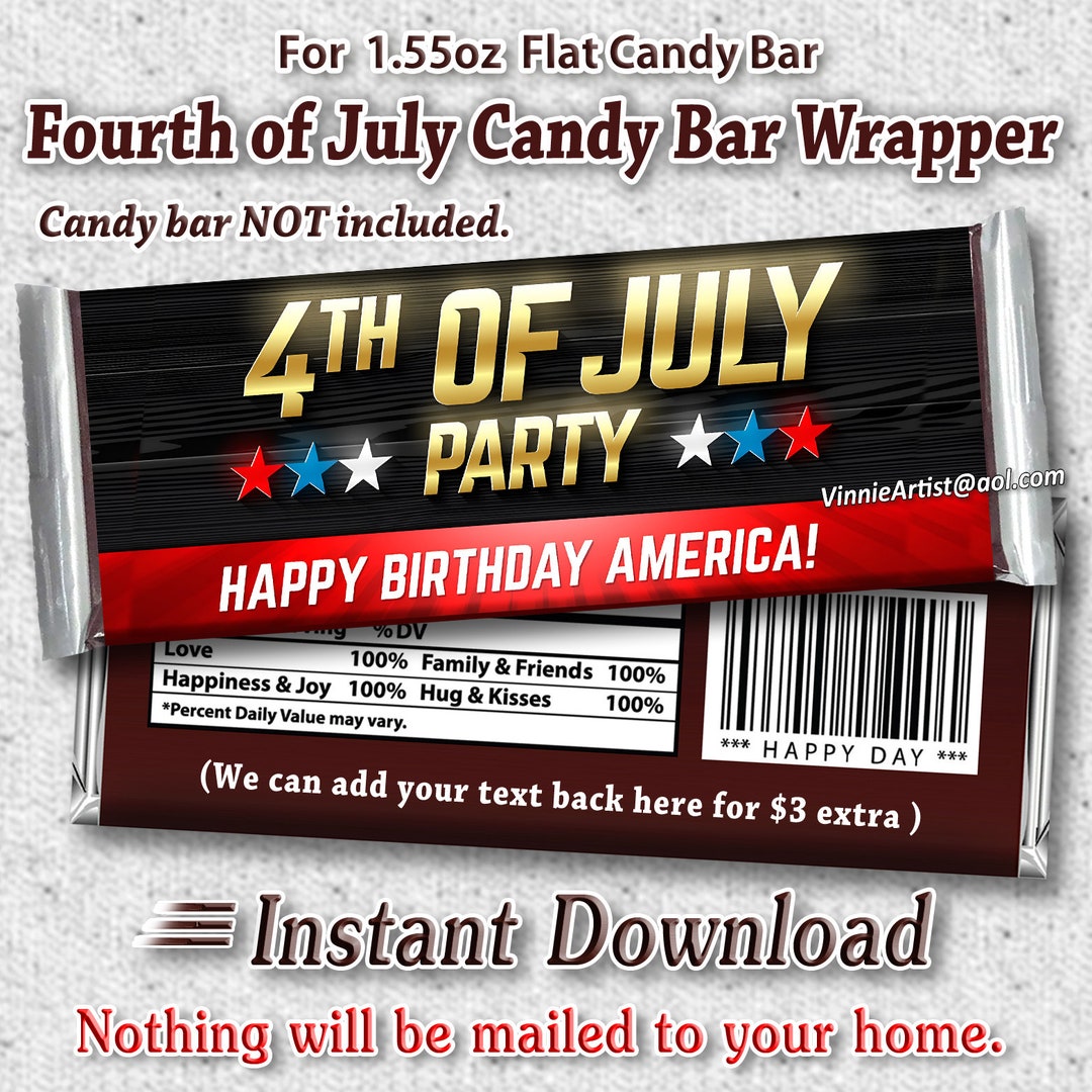 PRINTABLE Fourth 4th of July Candy Bar Wrappers Chocolate Instant ...
